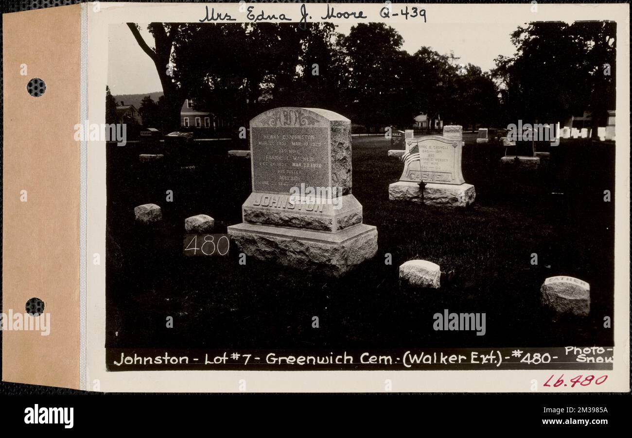 Henry D. Johnston, Greenwich Cemetery, Walker Extension, lot 7 ...