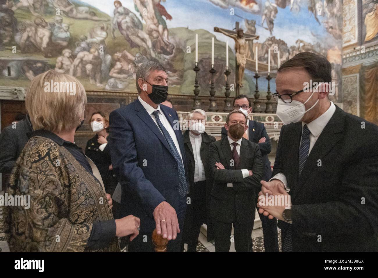 Flemish Minister President Jan Jambon and his wife An Gilops and Flemish Minister President Jan ...