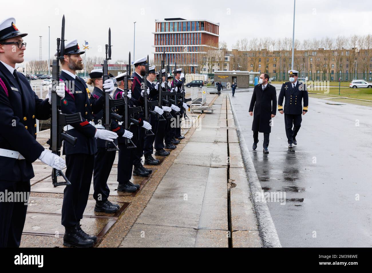 Justice Minister Vincent Van Quickenborne and Belgian Navy Admiral Jan ...