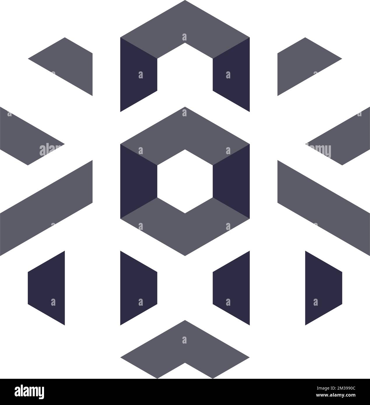 Hexagonal Triangles Logo illusion generative pattern illustration Stock ...