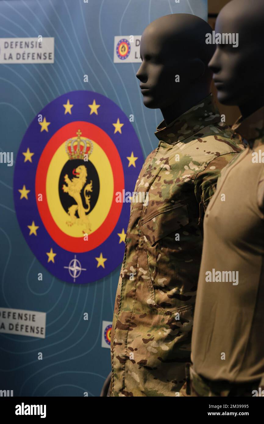 Illustration picture shows mannequins wearing the new uniforms, during ...