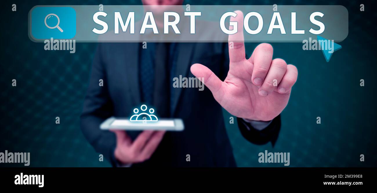 Sign displaying Smart Goals, Conceptual photo mnemonic used as a basis ...