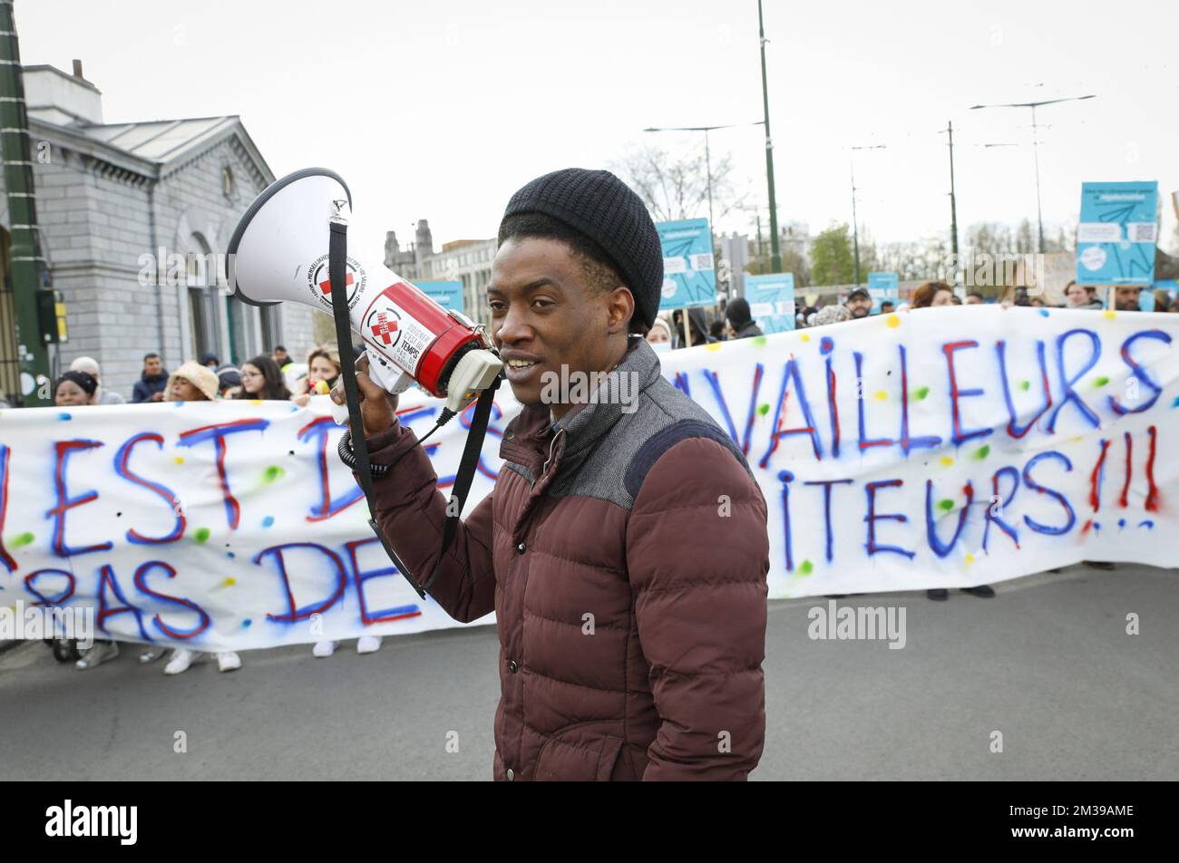 Illustration picture shows a protest march of people without papers ...