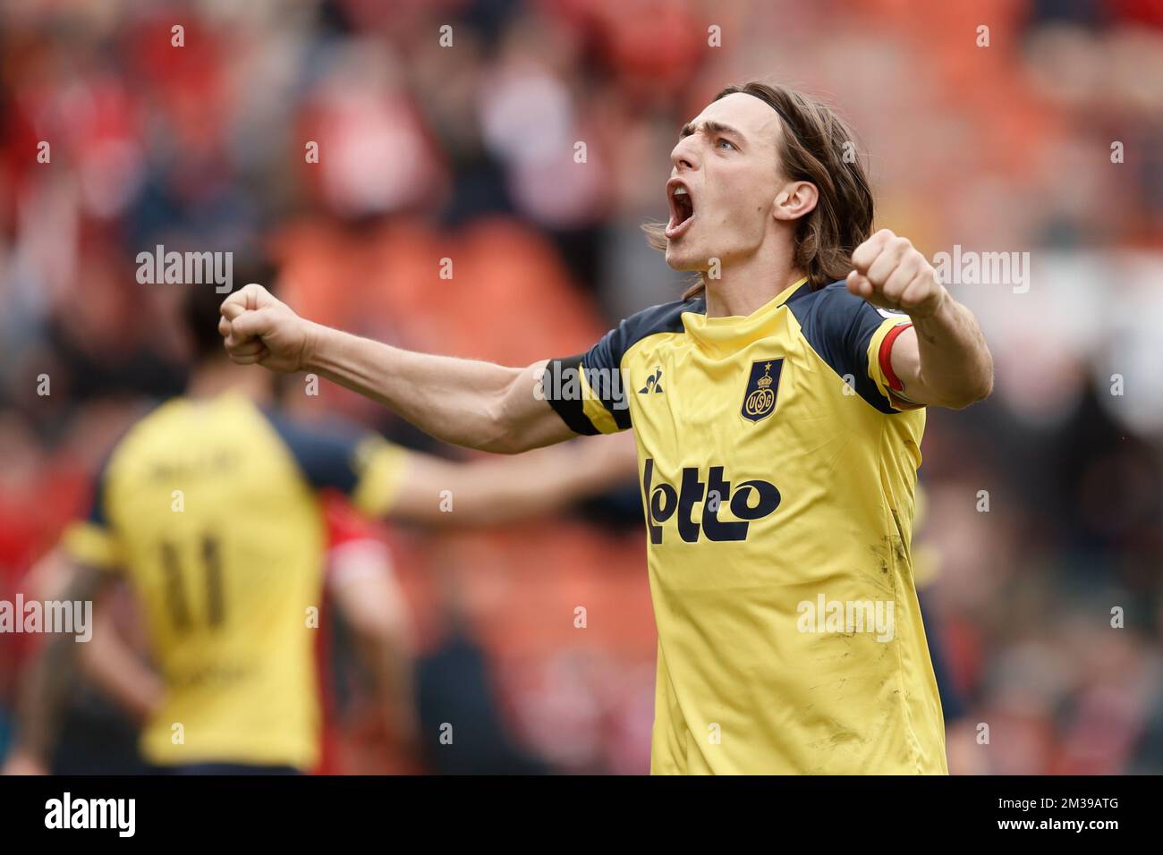 Union's Casper Nielsen celebrates after winning a soccer match between ...