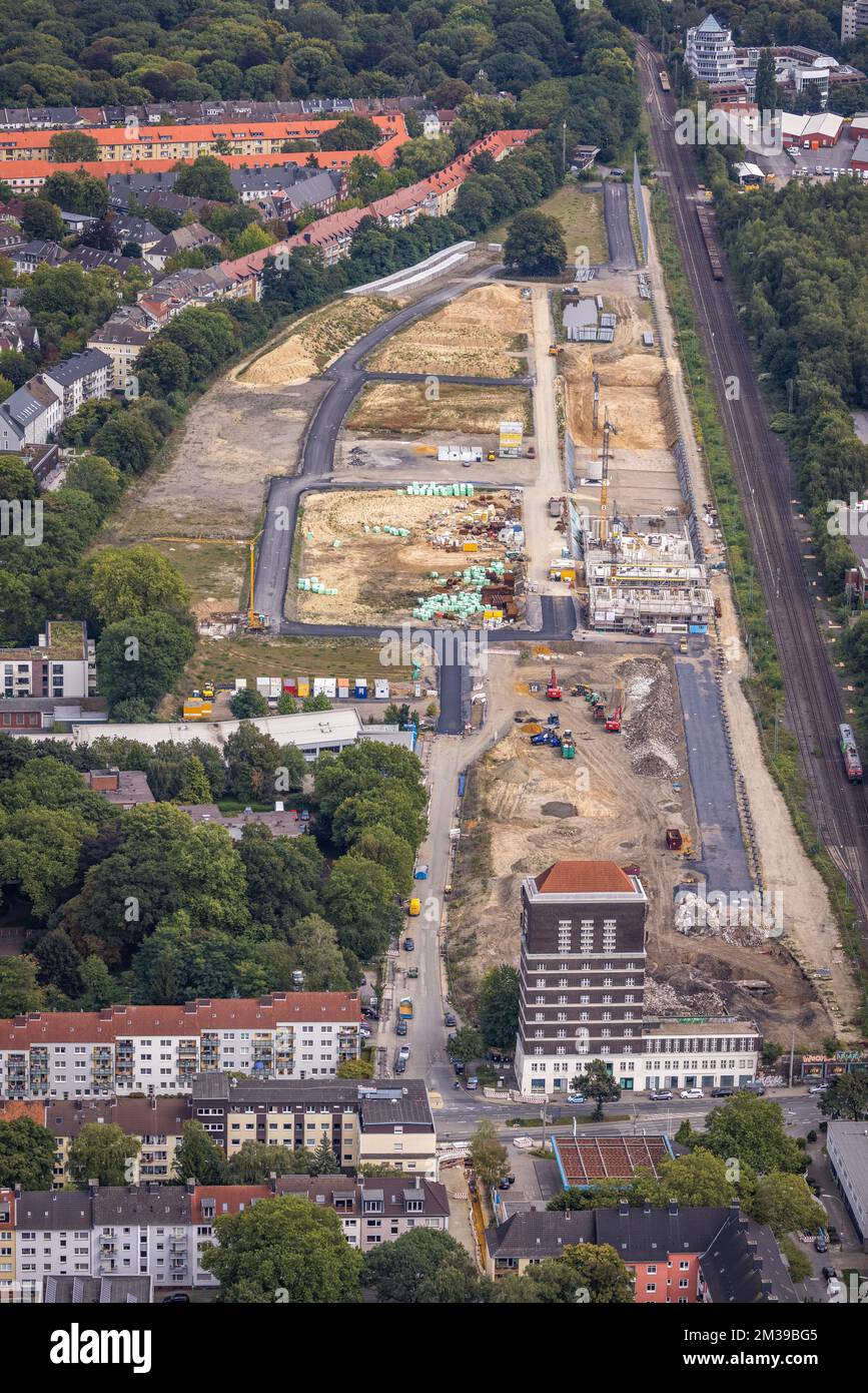 Aerial view, construction site Kronprinzenviertel for new construction of residential units Am ...