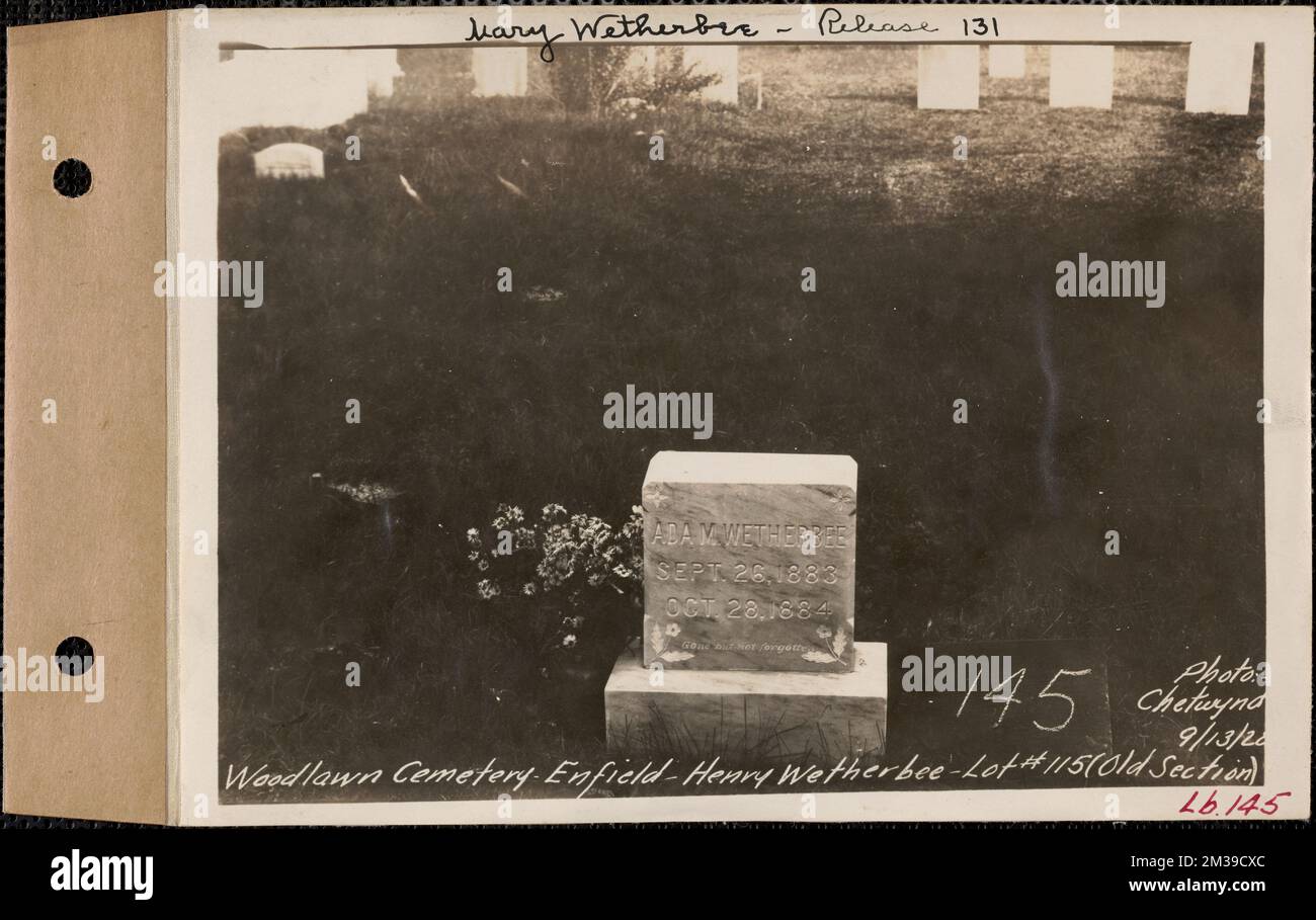 Henry Wetherbee, Woodlawn Cemetery, old section, lot 115, Enfield, Mass ...
