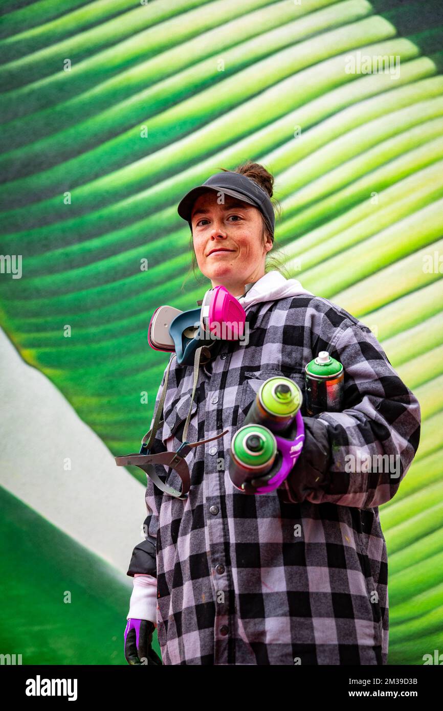 Belgian artist Adele Renault pictured during the last preparations ...