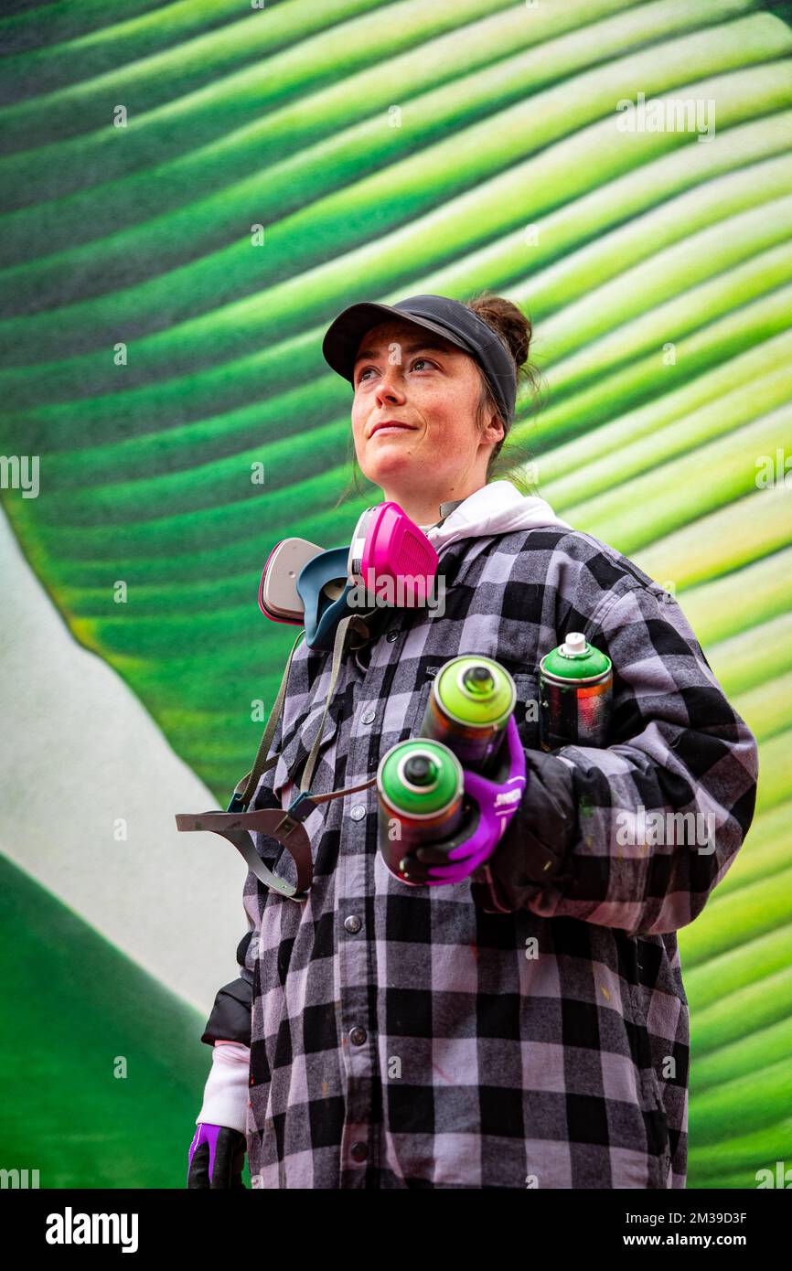 Belgian artist Adele Renault pictured during the last preparations ...