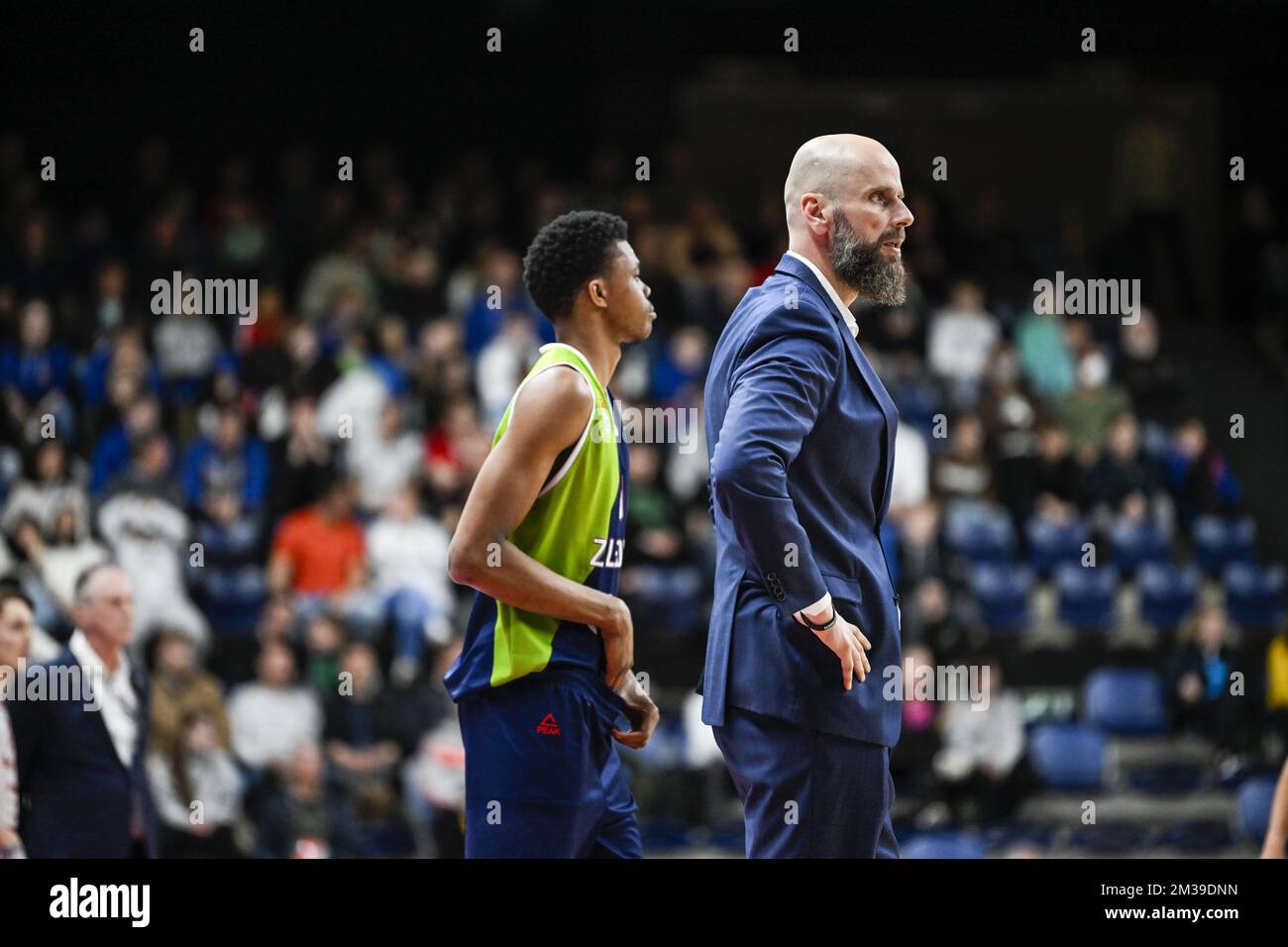 Leiden's head coach Geert Hammink pictured during a basketball match ...