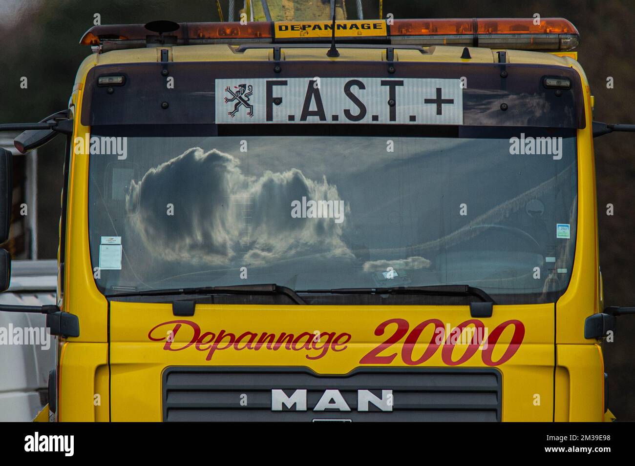 Illustration picture shows a tow truck at the scene of a traffic ...