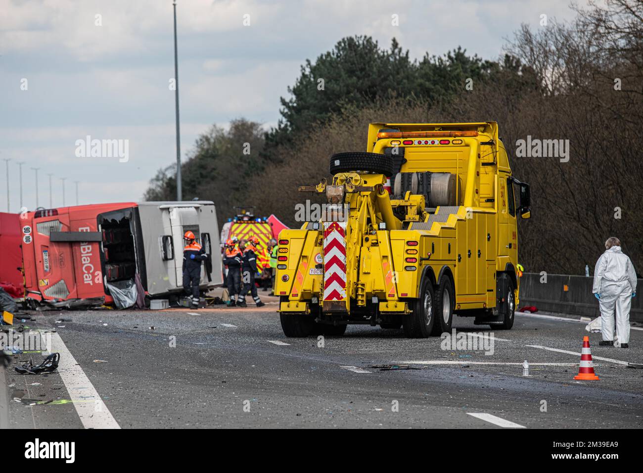 Illustration picture shows the scene of a traffic accident involving a ...