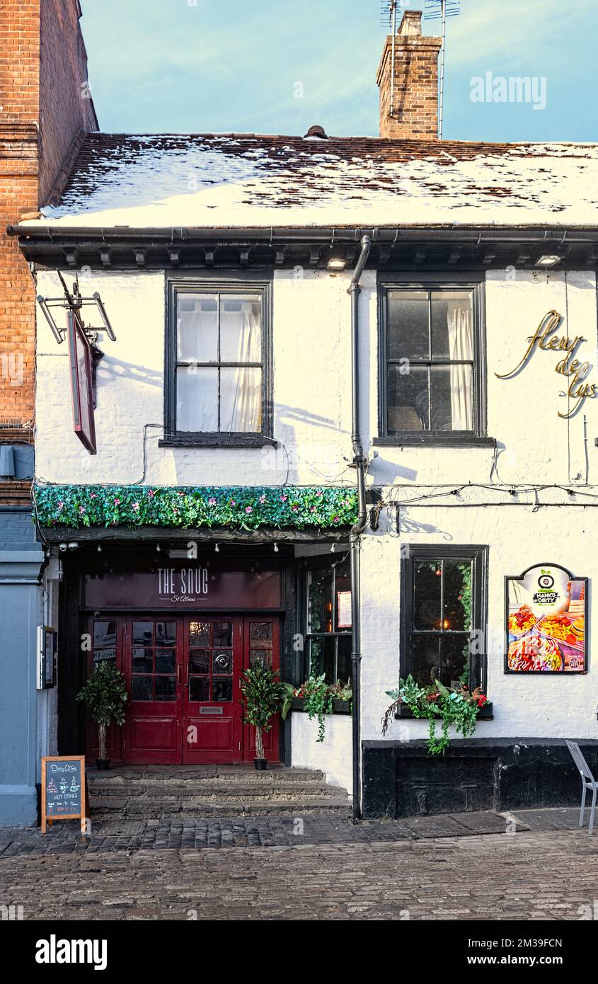 The Snug Bar Restaurant, French Row, St. Albans, Hertfordshire UK Stock ...