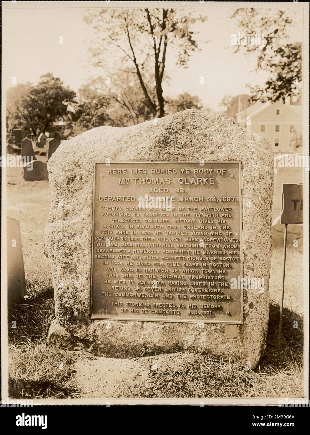 Here lies buried ye body of Mr. Thomas Clarke, aged 98. Departed this ...