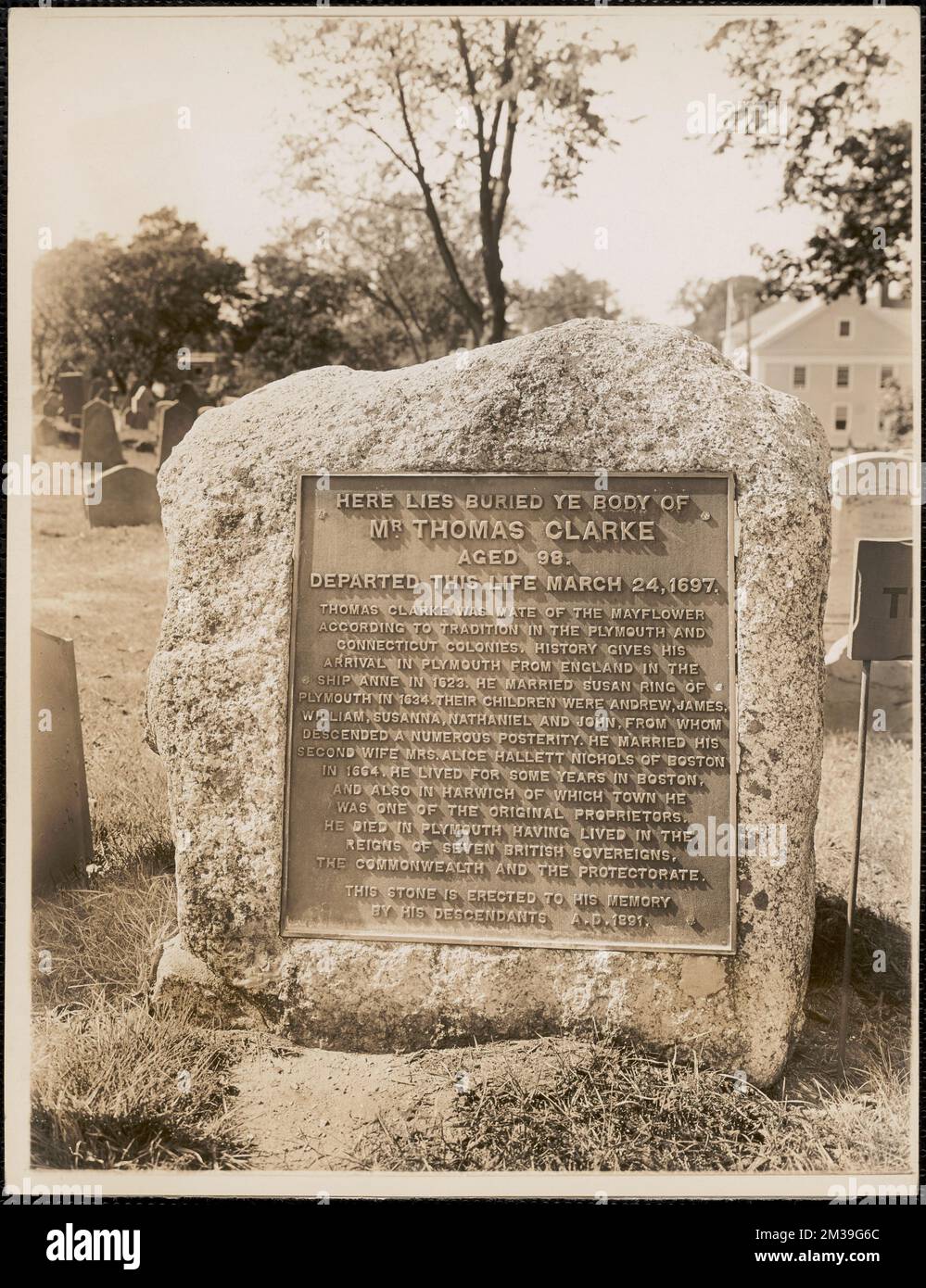 Here lies buried ye body of Mr. Thomas Clarke, aged 98. Departed this ...