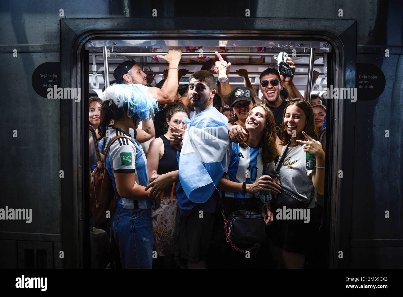 Argentina soccer fans celebrate their team's victory over Croatia in ...