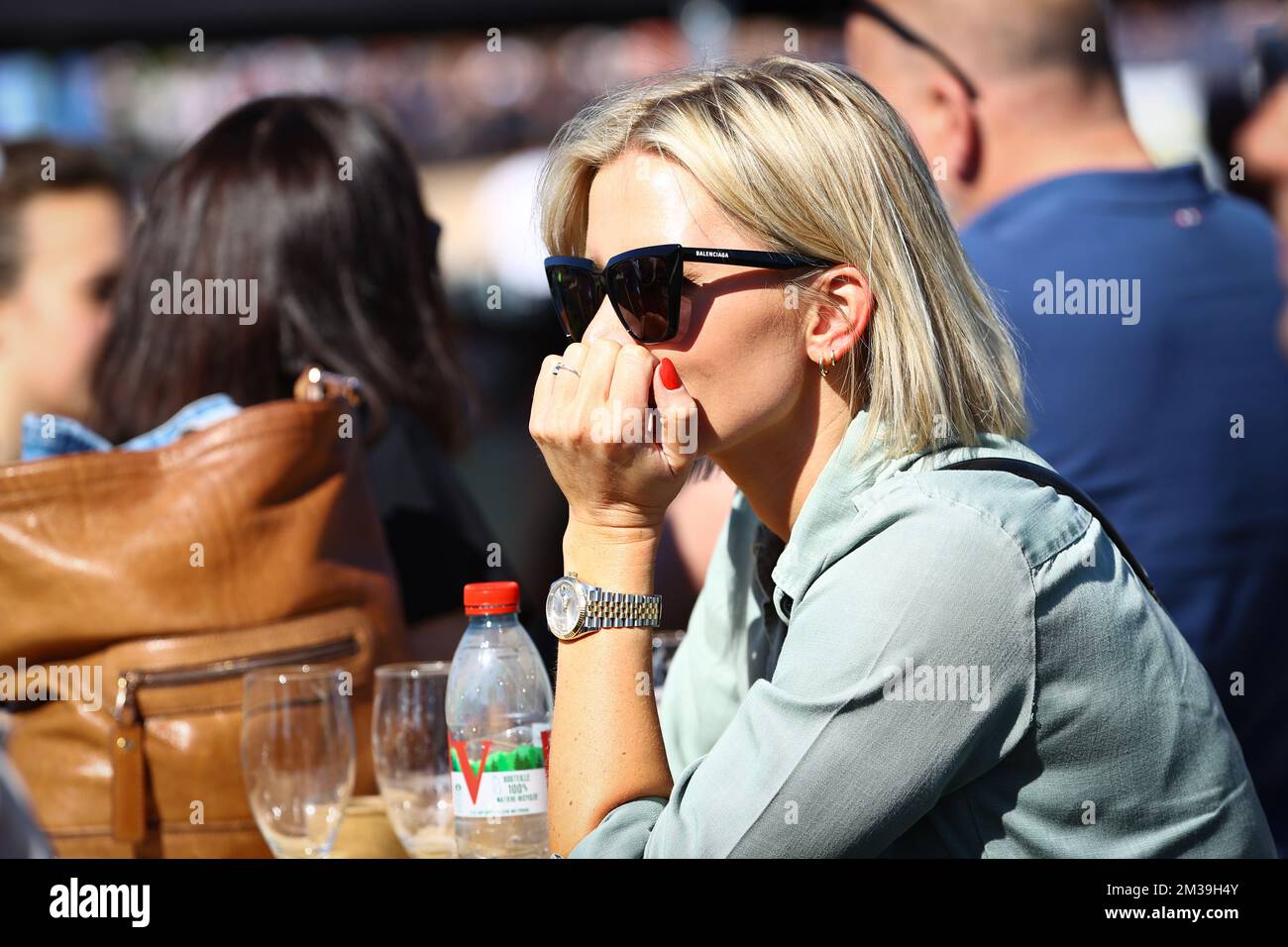 Dutch Mathieu van der Poel of Alpecin-Fenix 's girlfriend Roxanne Bertels pictured during the ...