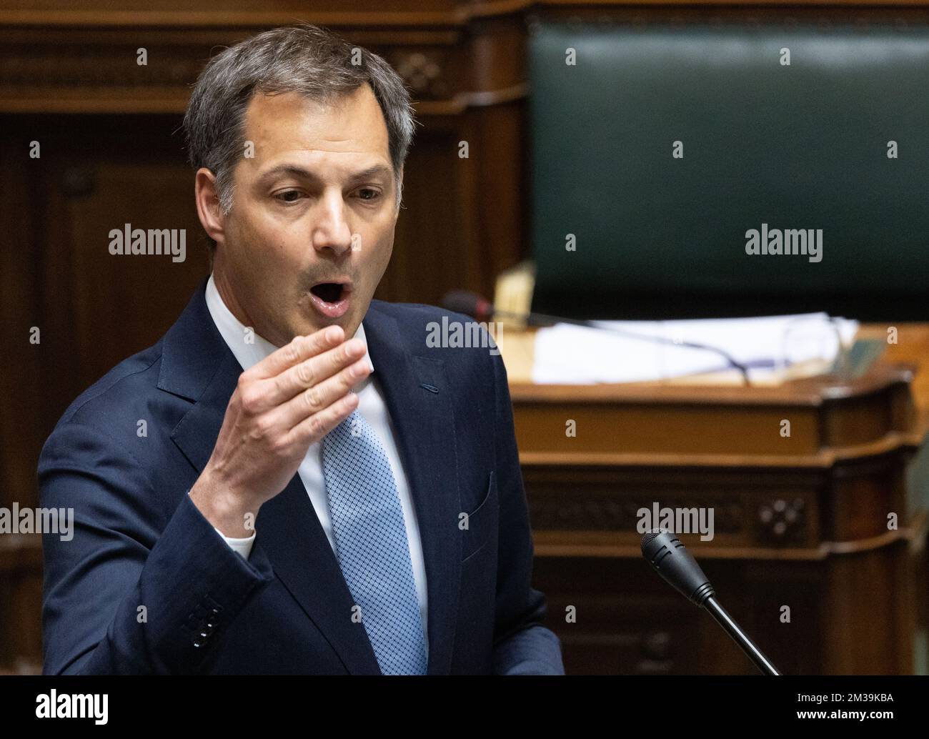 Prime Minister Alexander De Croo pictured during a plenary session of ...