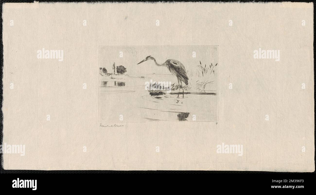 Heron fishing , Herons, Bodies of water. Frank W. Benson (1862-1951 ...