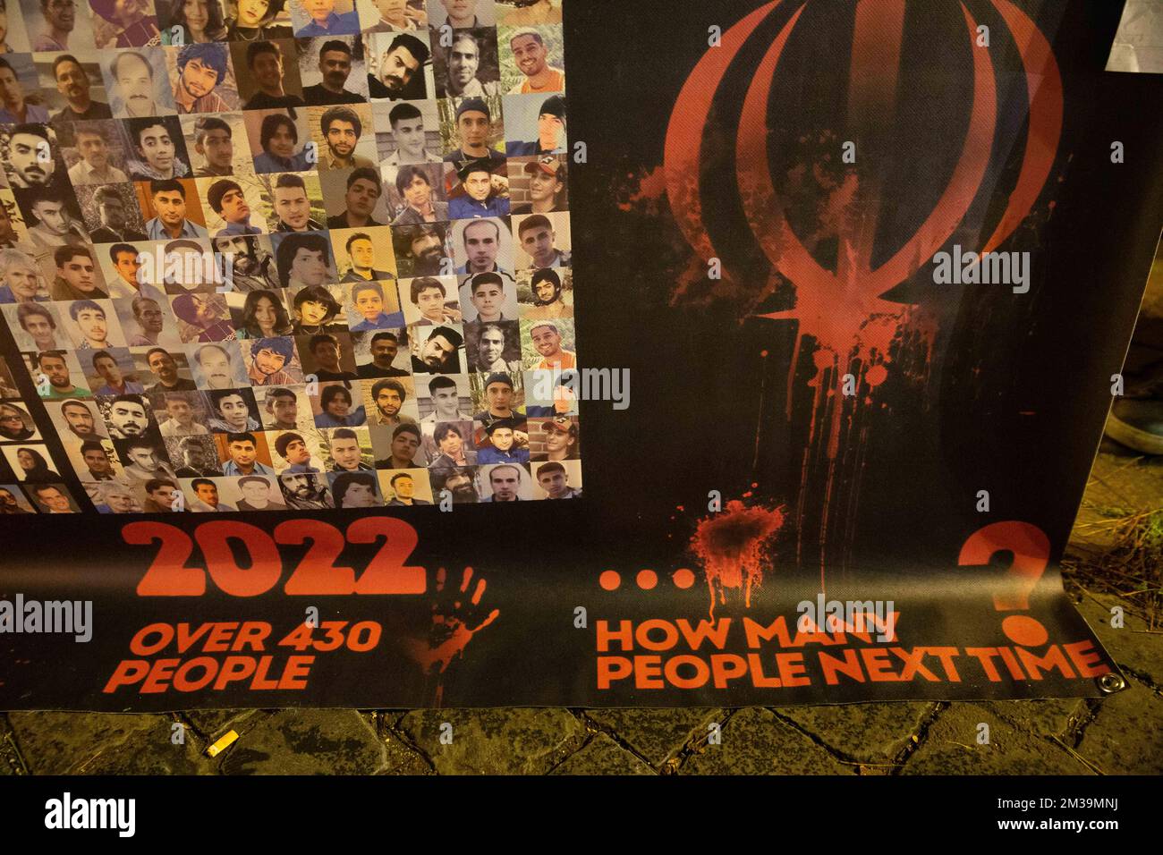 Rome, Italy. 13th Dec, 2022. Banner indicating people killed by Iranian ...