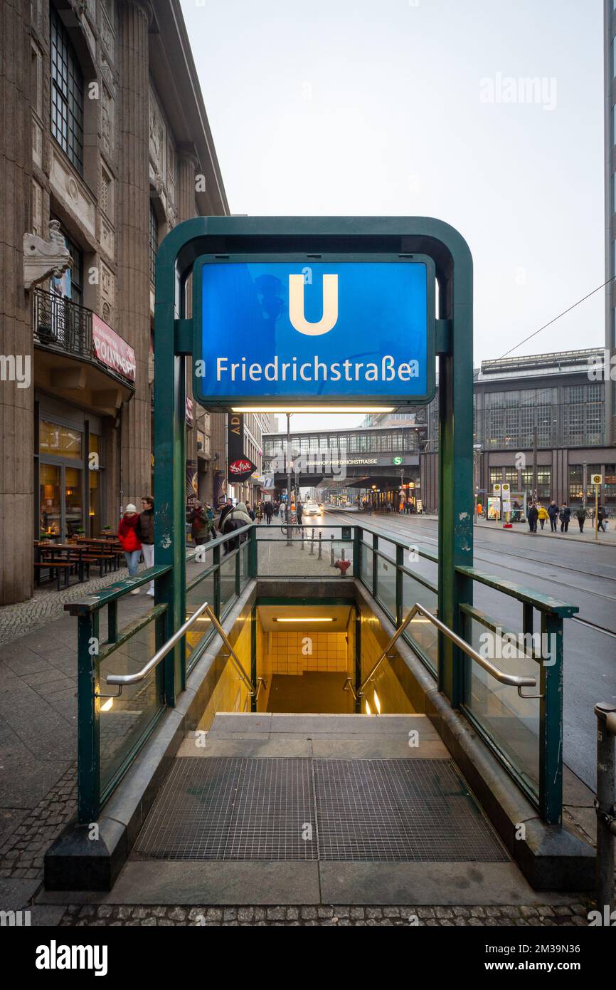 Friedrichstrasse U-bahn (untergrundbahn) entrance, for subway rapid ...