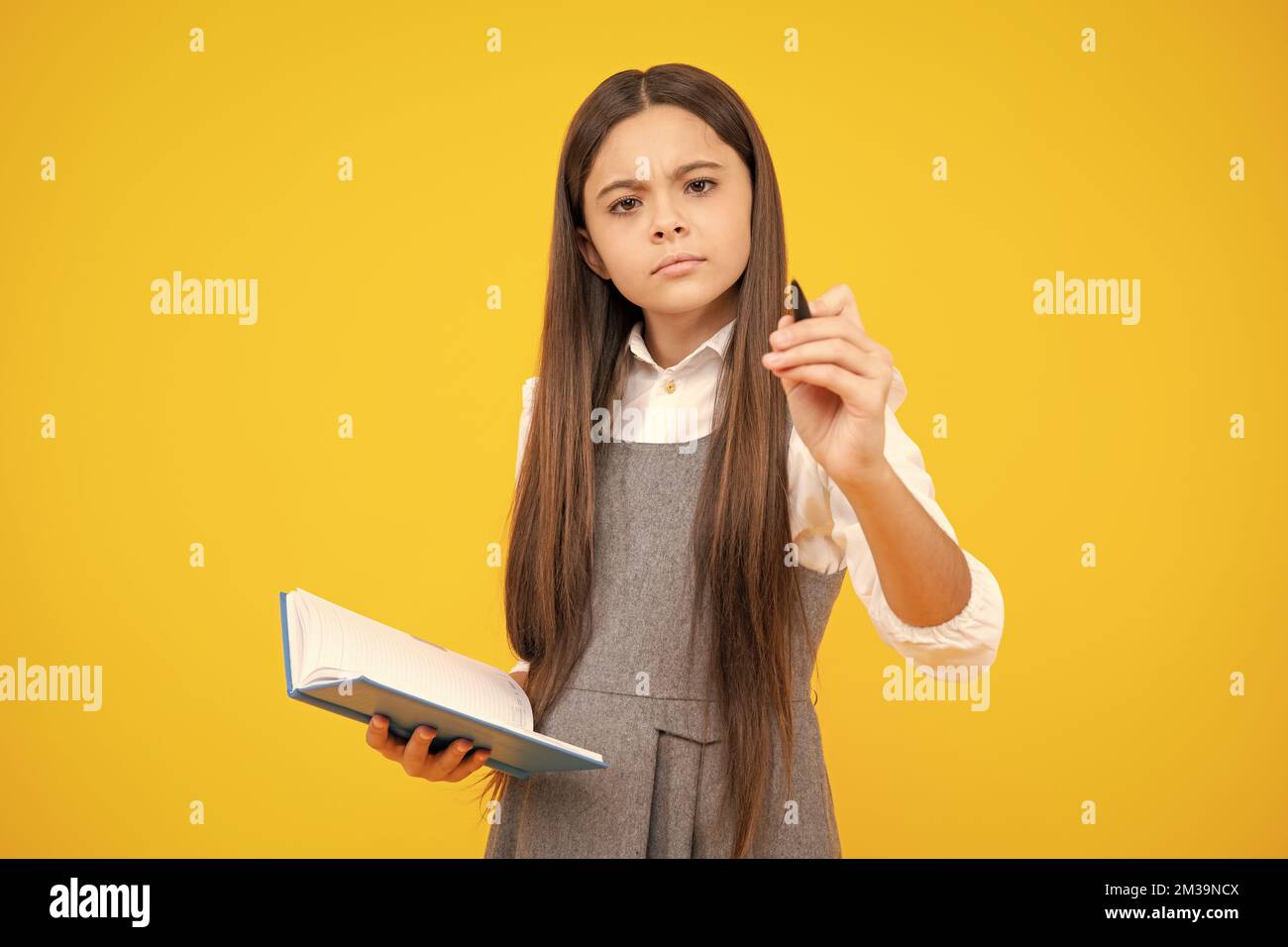 Teenager school girl study with books. Learning knowledge and kids ...