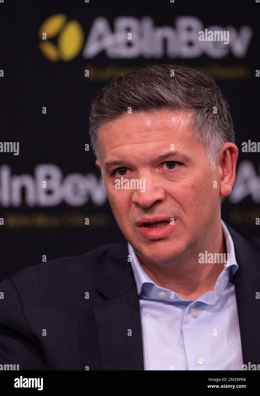 AB Inbev CEO Michel Doukeris pictured during a press conference after a ...