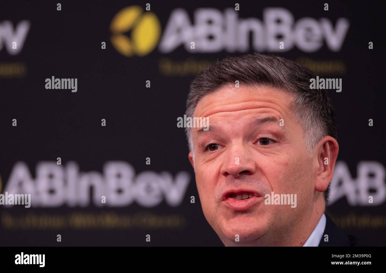 AB Inbev CEO Michel Doukeris pictured during a press conference after a ...