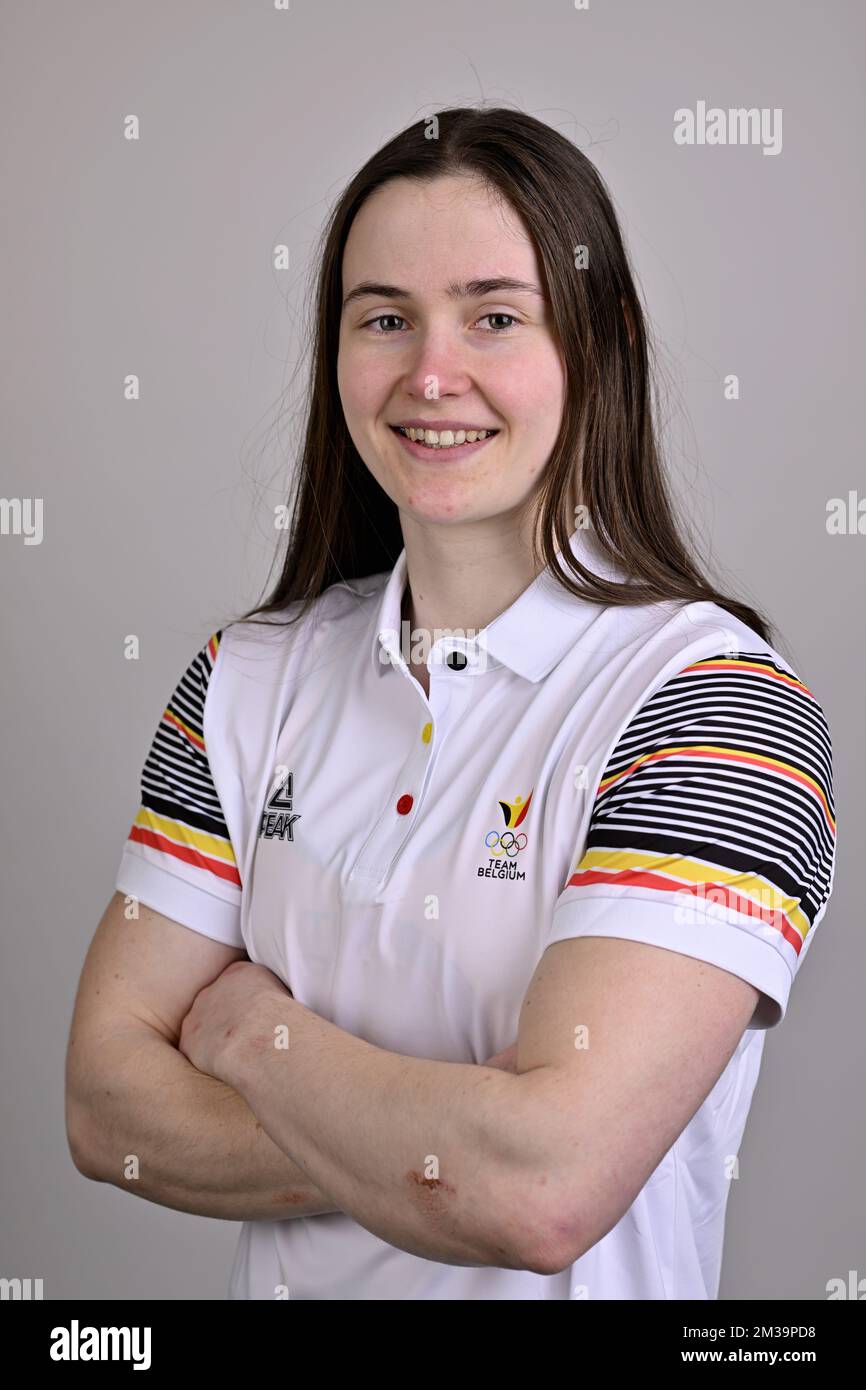 Chloe Caulier poses for the photographer at a photoshoot for the ...