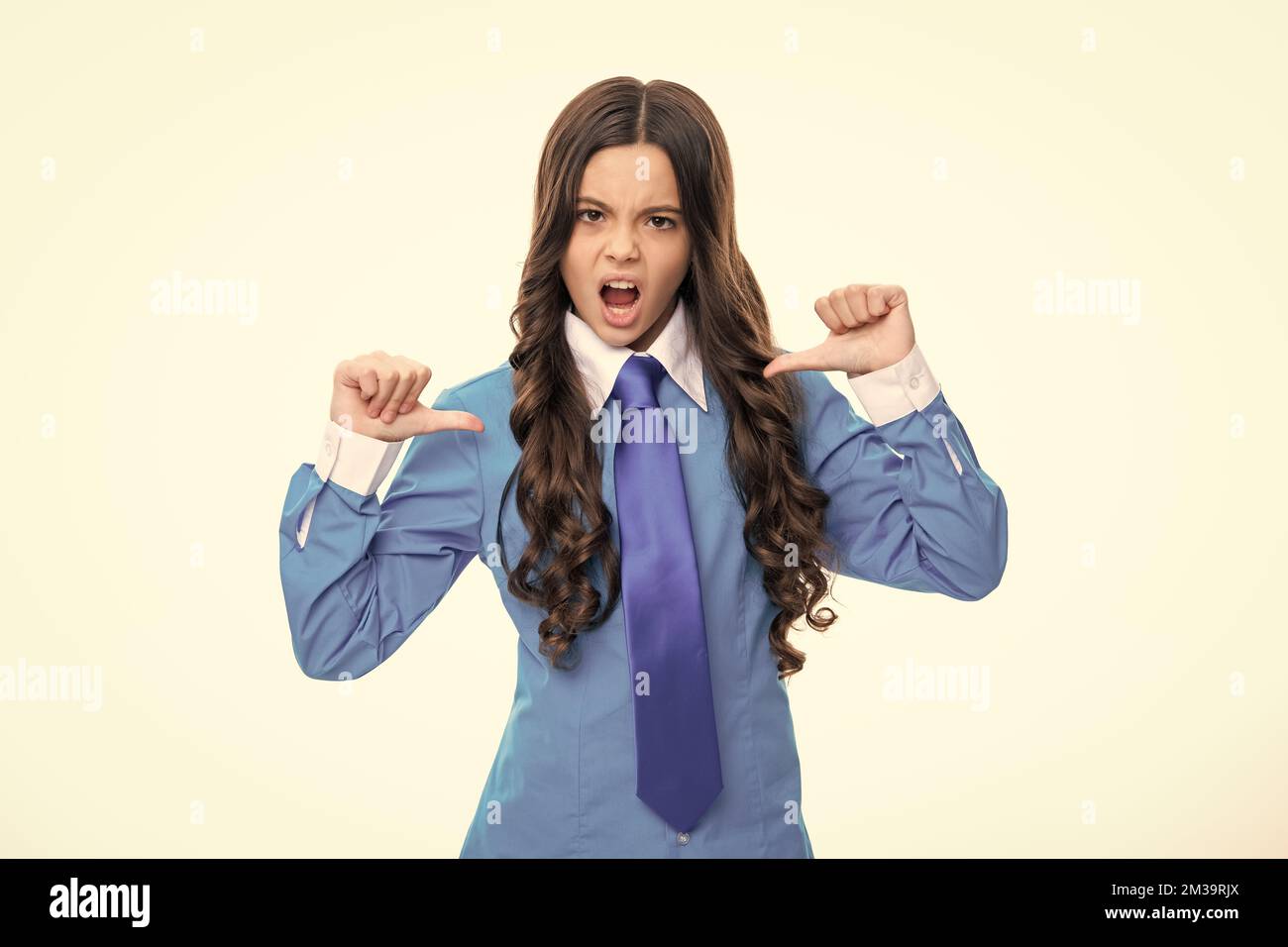 Angry teenager girl, upset and unhappy negative emotion. Teenager child ...