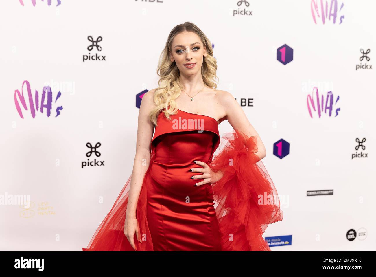 actress and singer Camille Dhont pictured on the red carpet at the ...