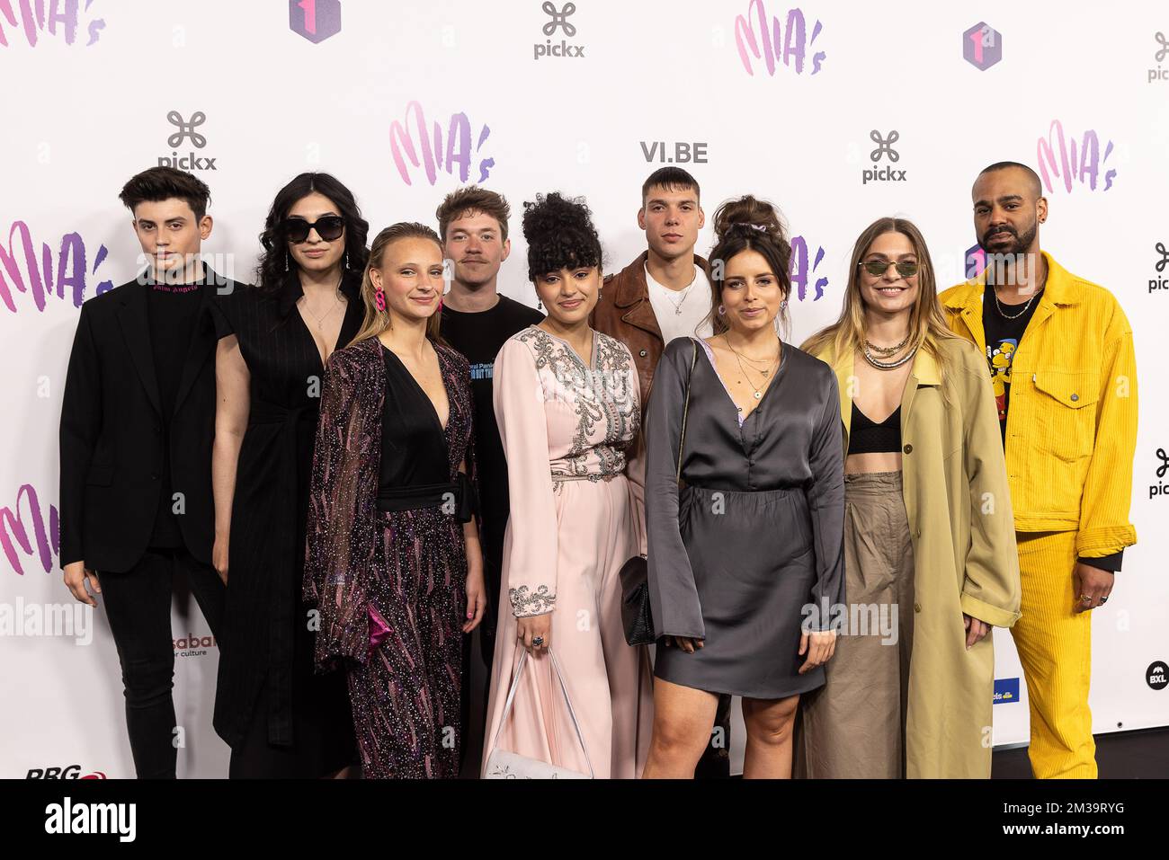 Cast "Thuis" pictured on the red carpet at the arrival for the 14th ...