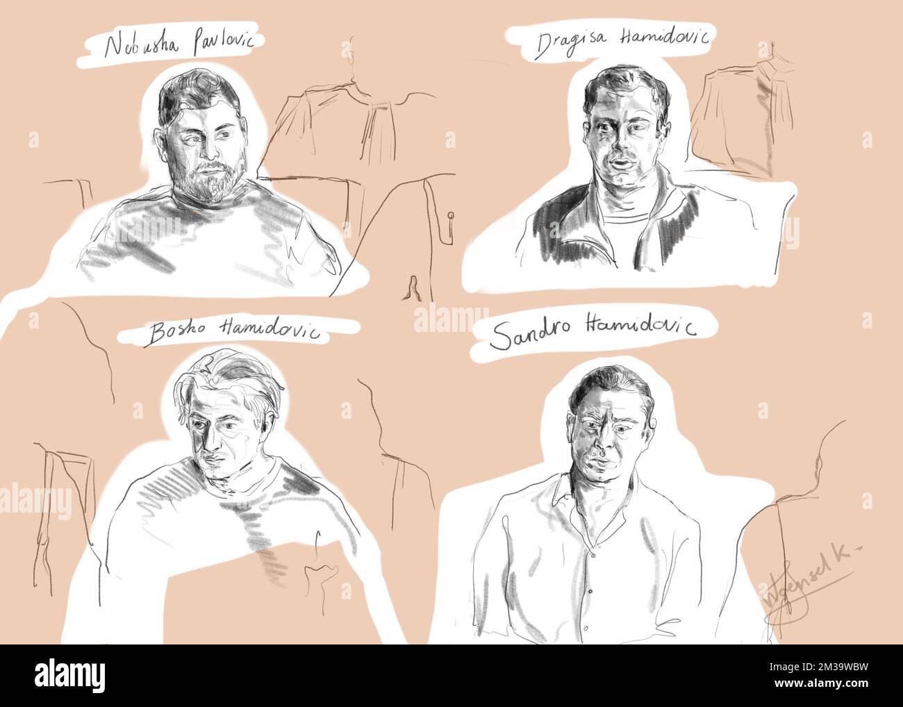 This drawing by Janne Van Woensel Kooy shows (clockwise from left upper ...