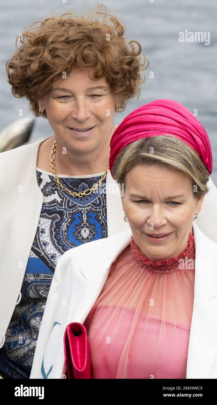 Queen Mathilde of Belgium pictured during a visit to the LNG-terminal ...