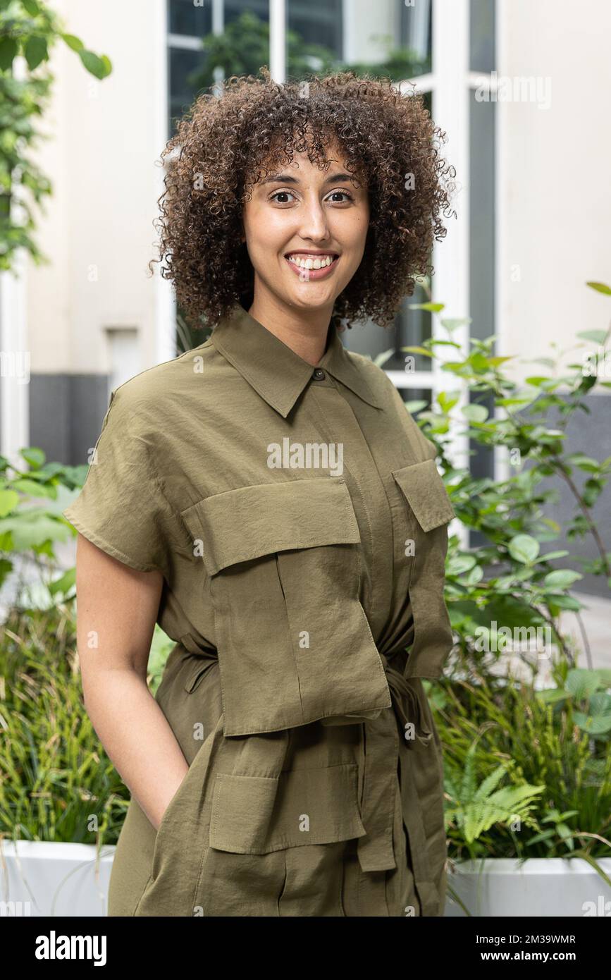 Candidate Nadia Naji poses for the photographer during a press ...