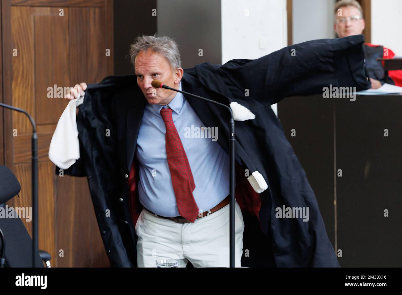 Lawyer Johan Platteau pictured during the first session in the trial ...