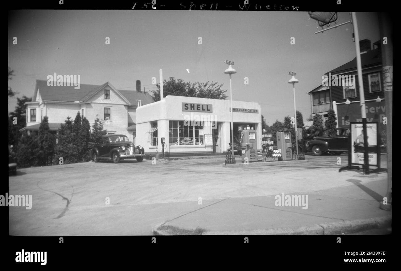 Vintage shell pump station Black and White Stock Photos & Images - Alamy