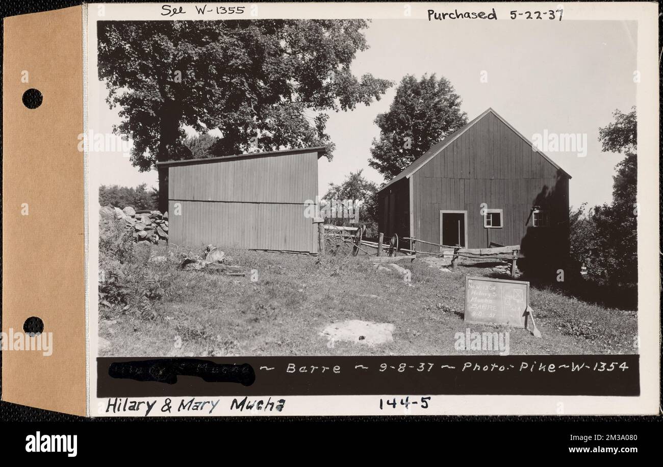 Hilary and Mary Mucha, barn and shed, Barre, Mass., Sep. 8, 1937 ...