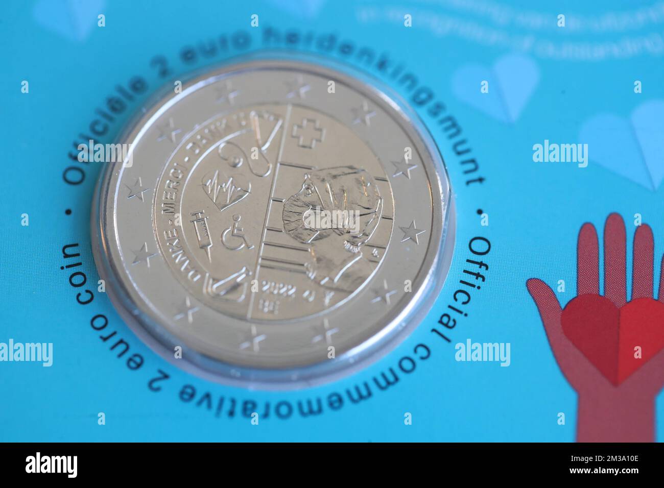 Illustration picture shows the presentation of a commemorative coin to ...