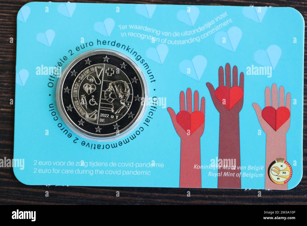 Illustration picture shows the presentation of a commemorative coin to ...