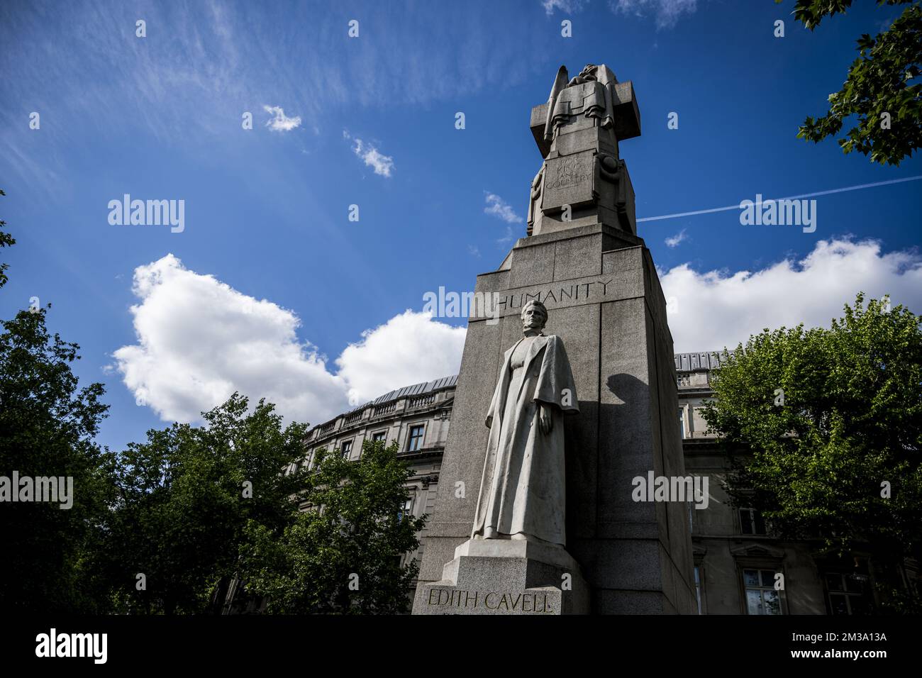 Illustration picture shows a wreath-laying ceremony at the Edith Cavell ...