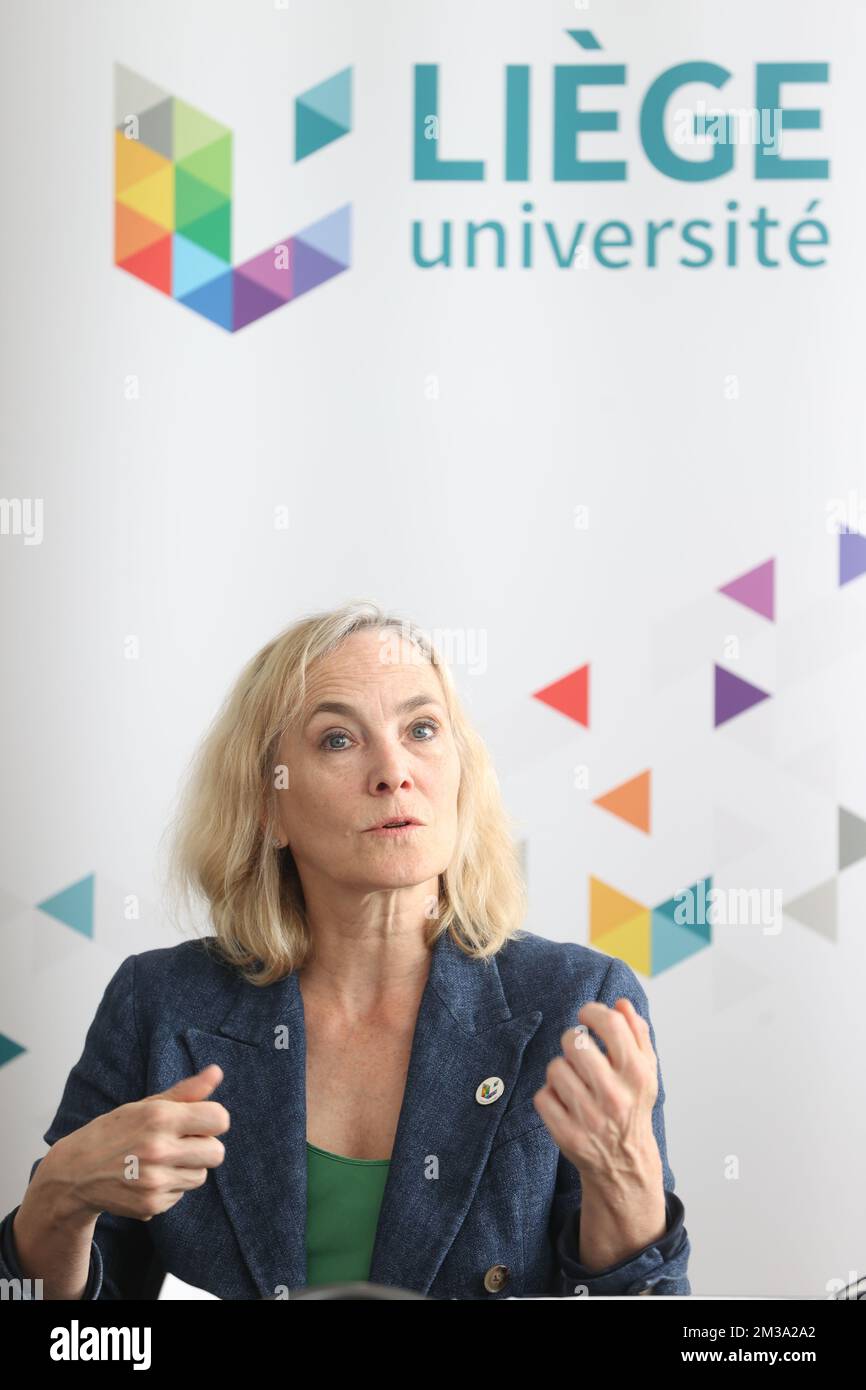 New ULiege Rector Anne-Sophie Nyssen gestures during a press conference ...