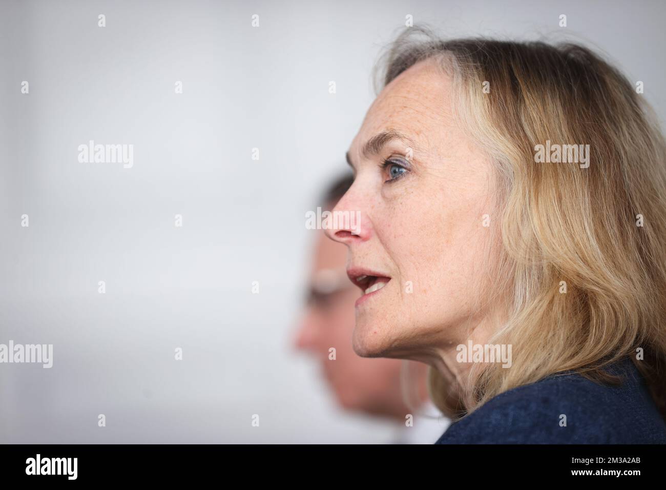 New ULiege Rector Anne-Sophie Nyssen pictured during a press conference ...