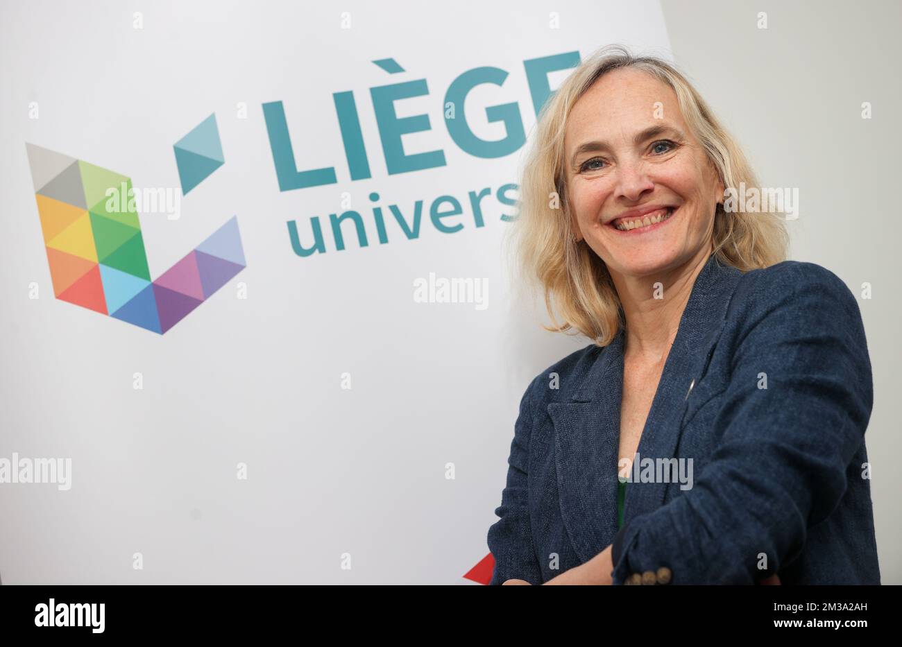 Professor Anne-Sophie Nyssen poses for the photographer after a press ...