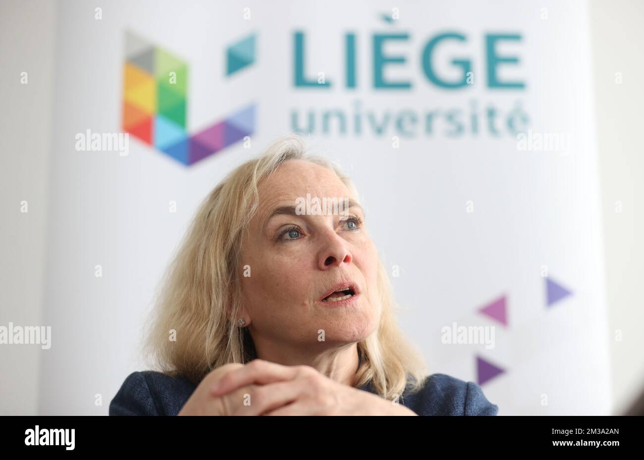 New ULiege Rector Anne-Sophie Nyssen pictured during a press conference ...