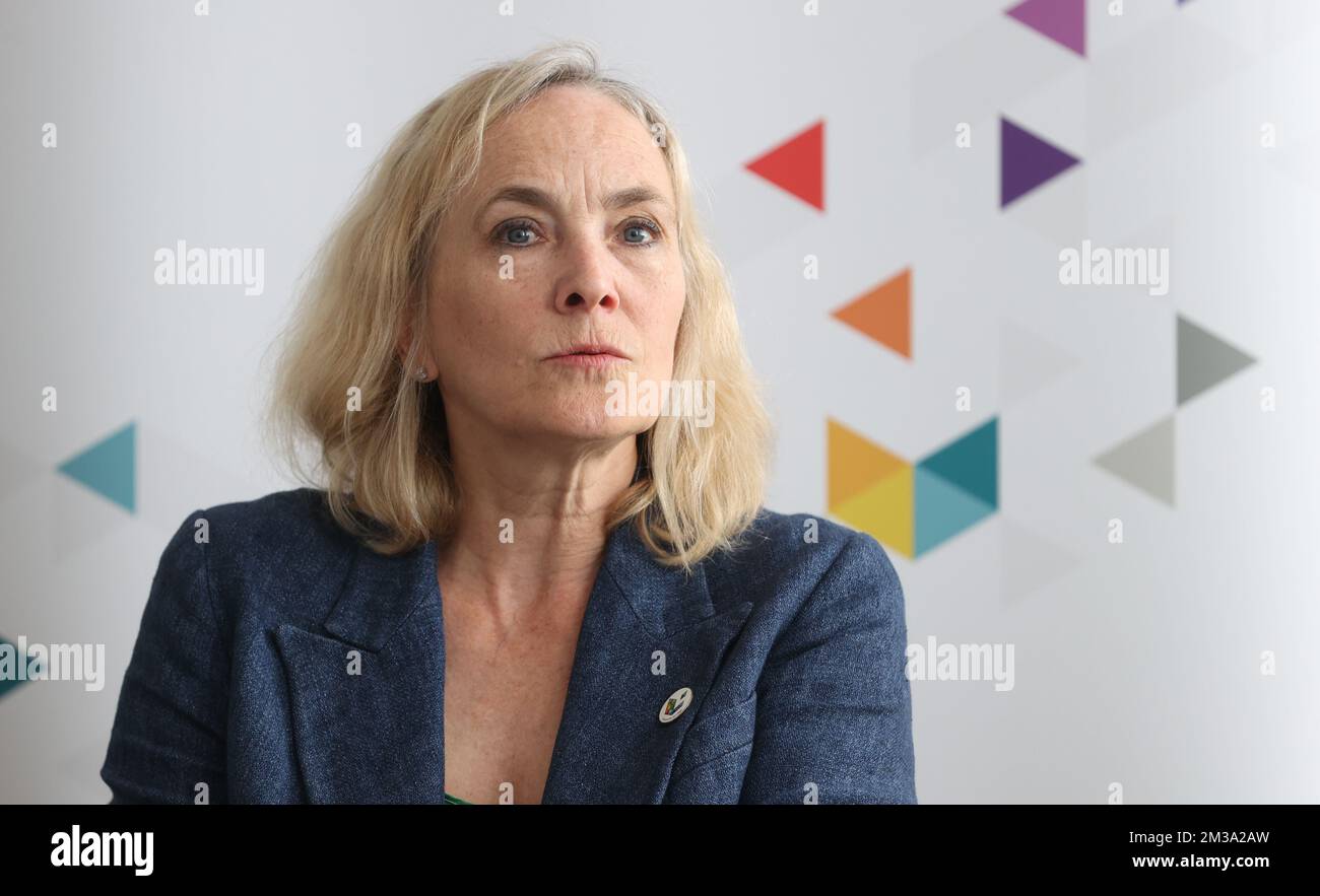 New ULiege Rector Anne-Sophie Nyssen pictured during a press conference ...