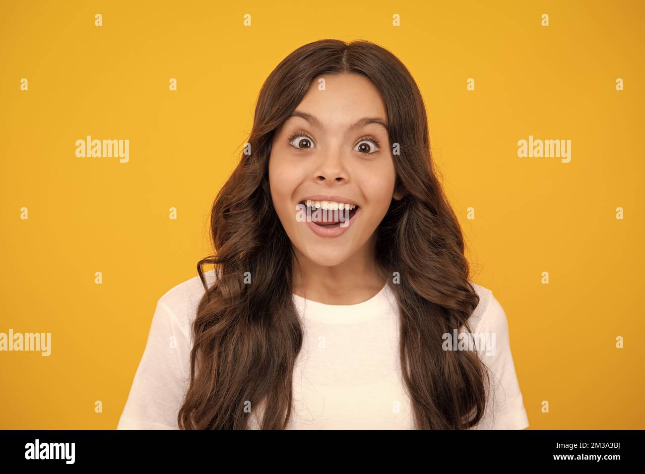 Amazed teen girl. Excited expression, cheerful and glad. Portrait of ...