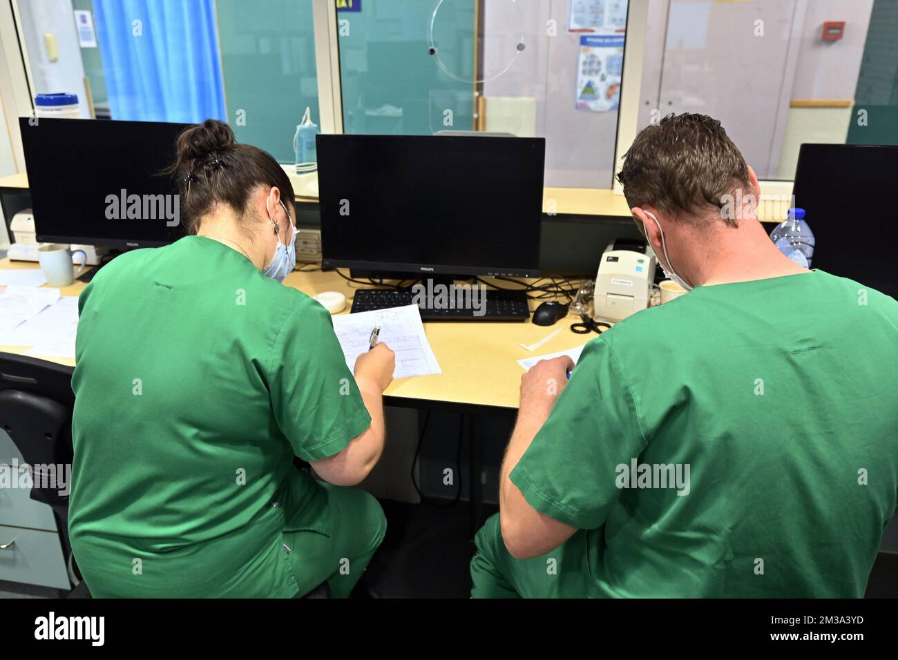 Illustration picture shows the computers shut down at the Vivalia group ...