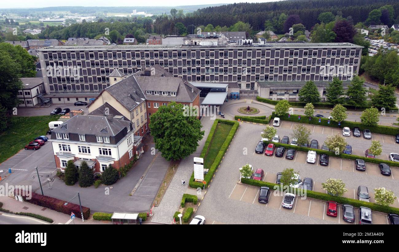 Illustration picture shows aerial vieuw of the Vivalia group hospital ...