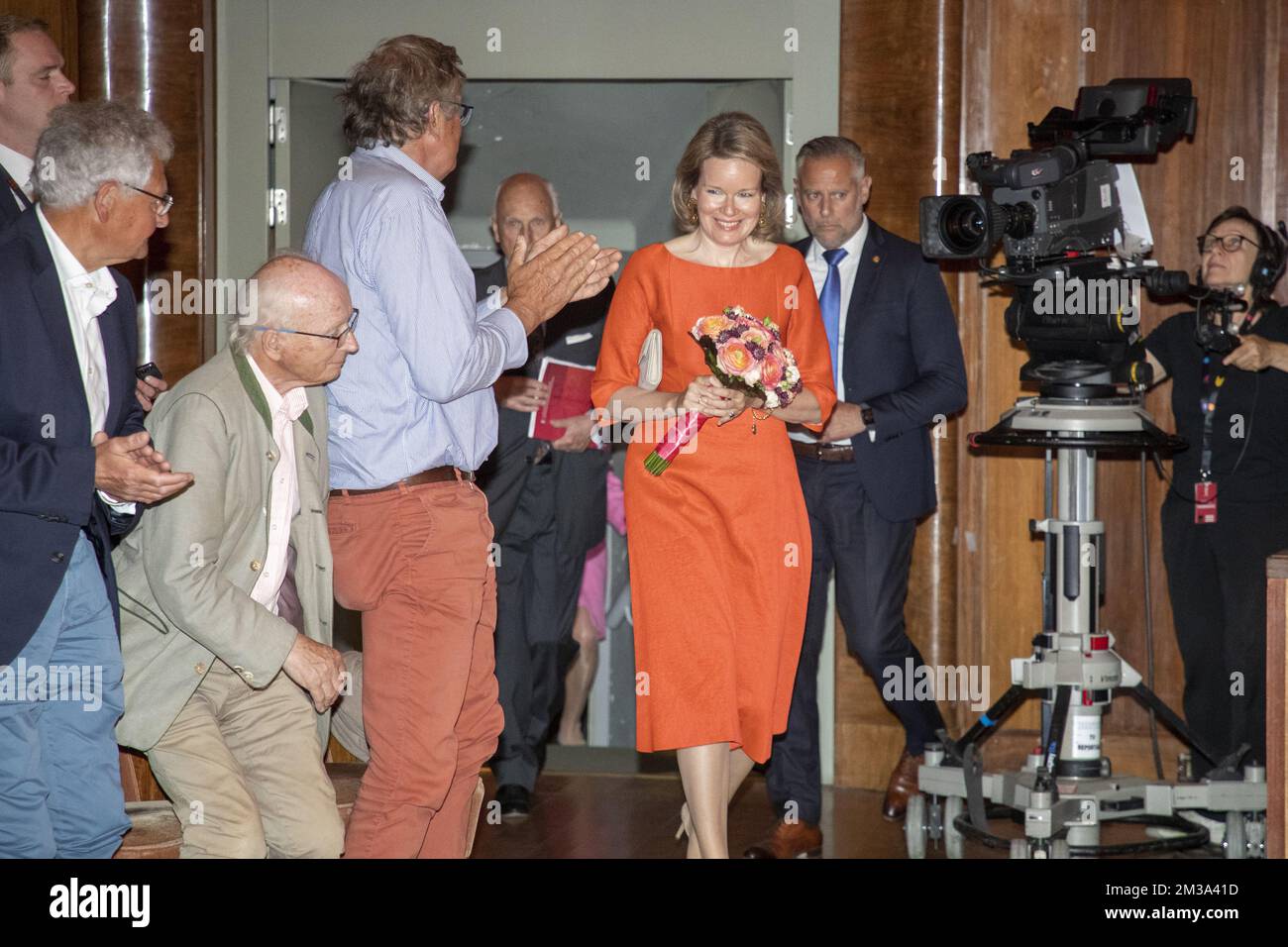 Queen Mathilde of Belgium arrives for a royal visit to the semi finals ...
