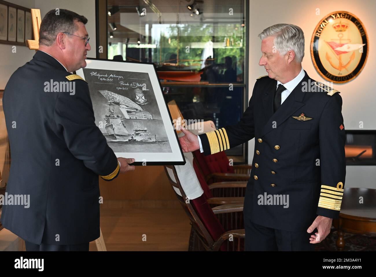Navy admiral Jan De Beurme and King Philippe - Filip of Belgium ...
